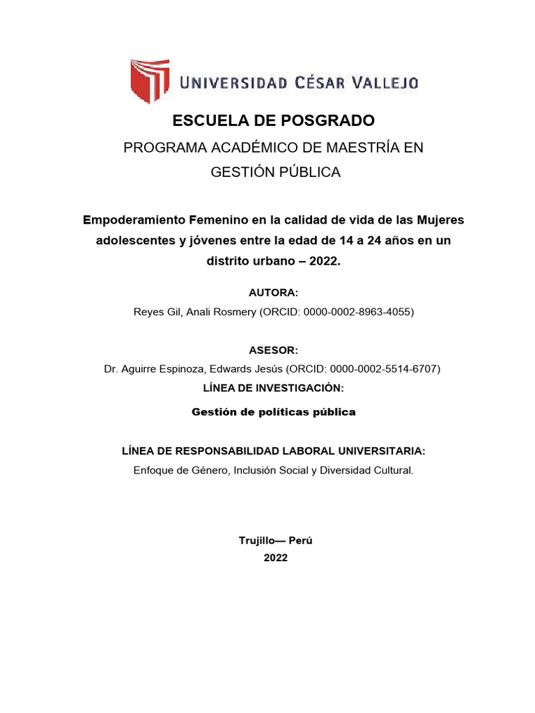 Reyes GAR-SD | PDF | Empoderamiento | Igualdad de género