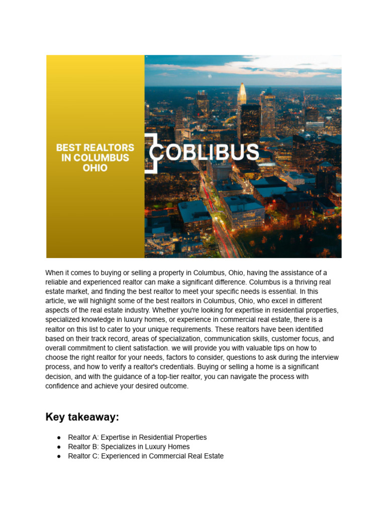 Best Realtors in Columbus Ohio | PDF | Negotiation | Real Estate Appraisal