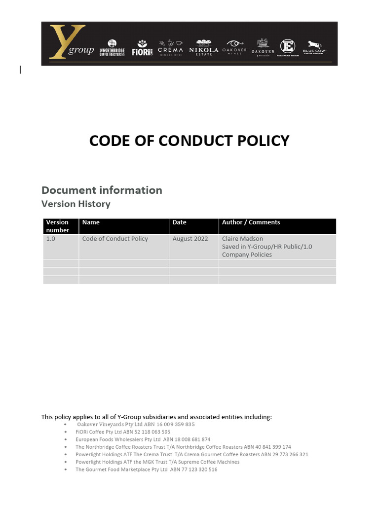 Y Group - Code of Conduct | PDF | Bribery | Conflict Of Interest