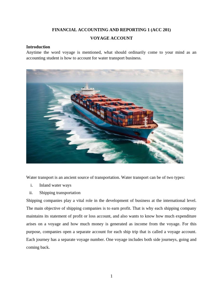 Voyage Account: Definition and Preparation | PDF | Expense | Debits And ...