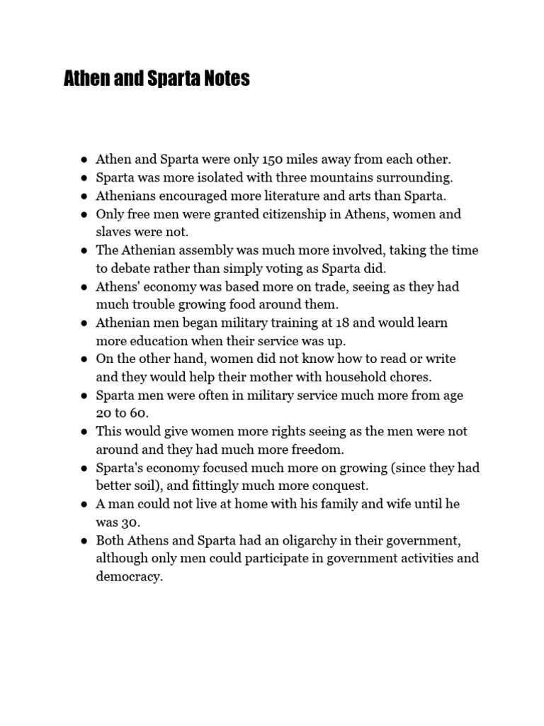 Athens and Sparta (1) | PDF
