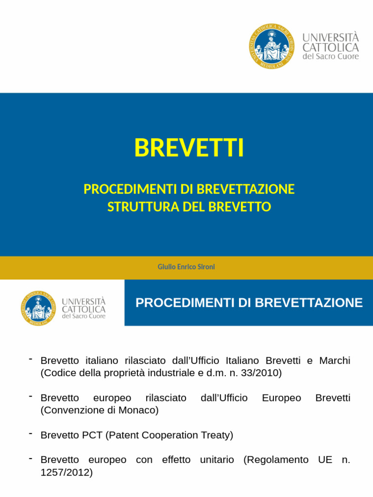 4) Brevetti - Procedimenti Di Brevettazione. 14-15 Struttura Del ...