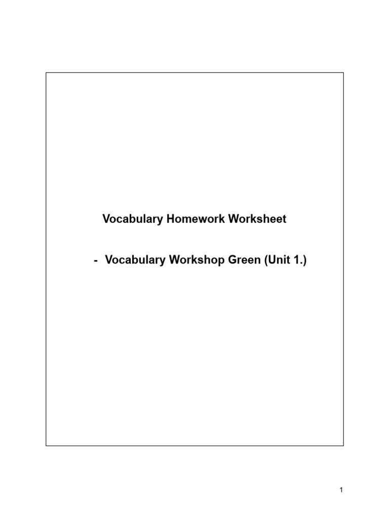 Vocabulary Worksheet Unit 1 | PDF | Taste