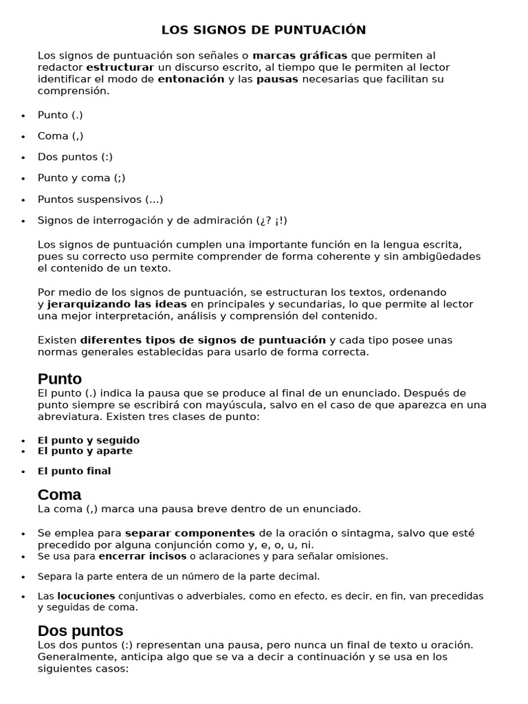 Los Signos de Puntuación | PDF | Coma | Puntuación