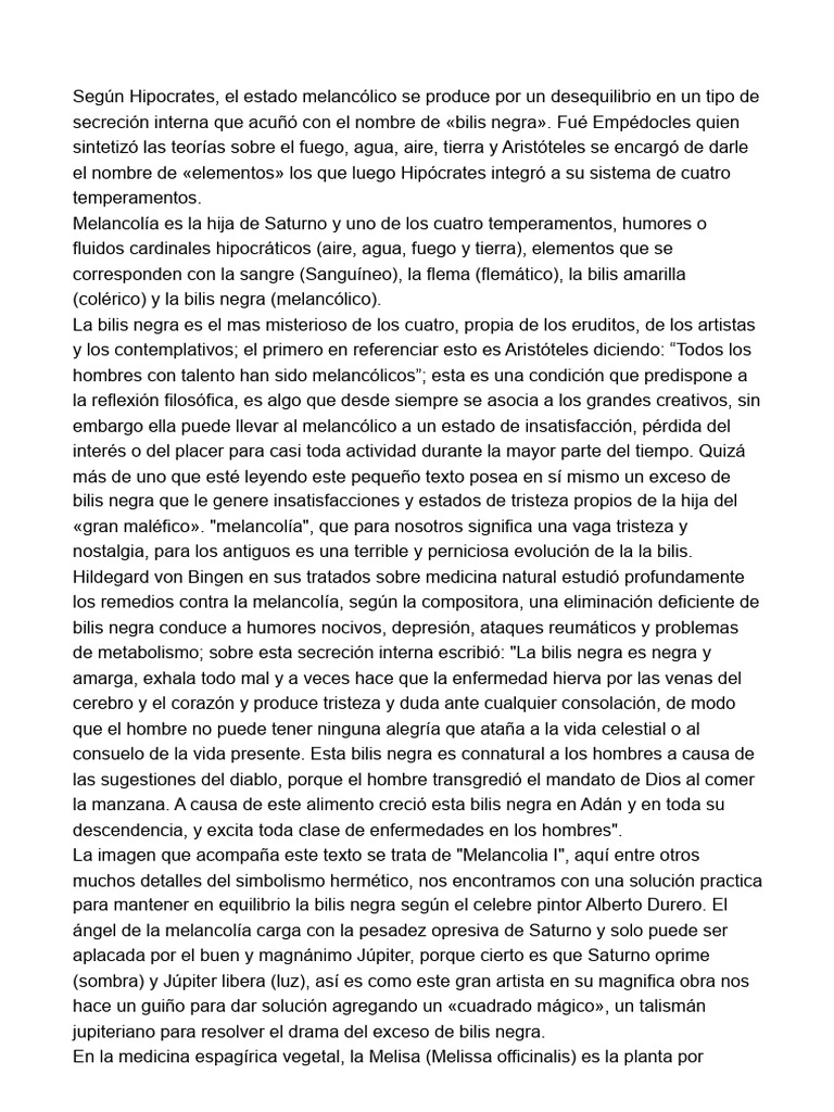 Hipócrates y La Bilis Negra | PDF