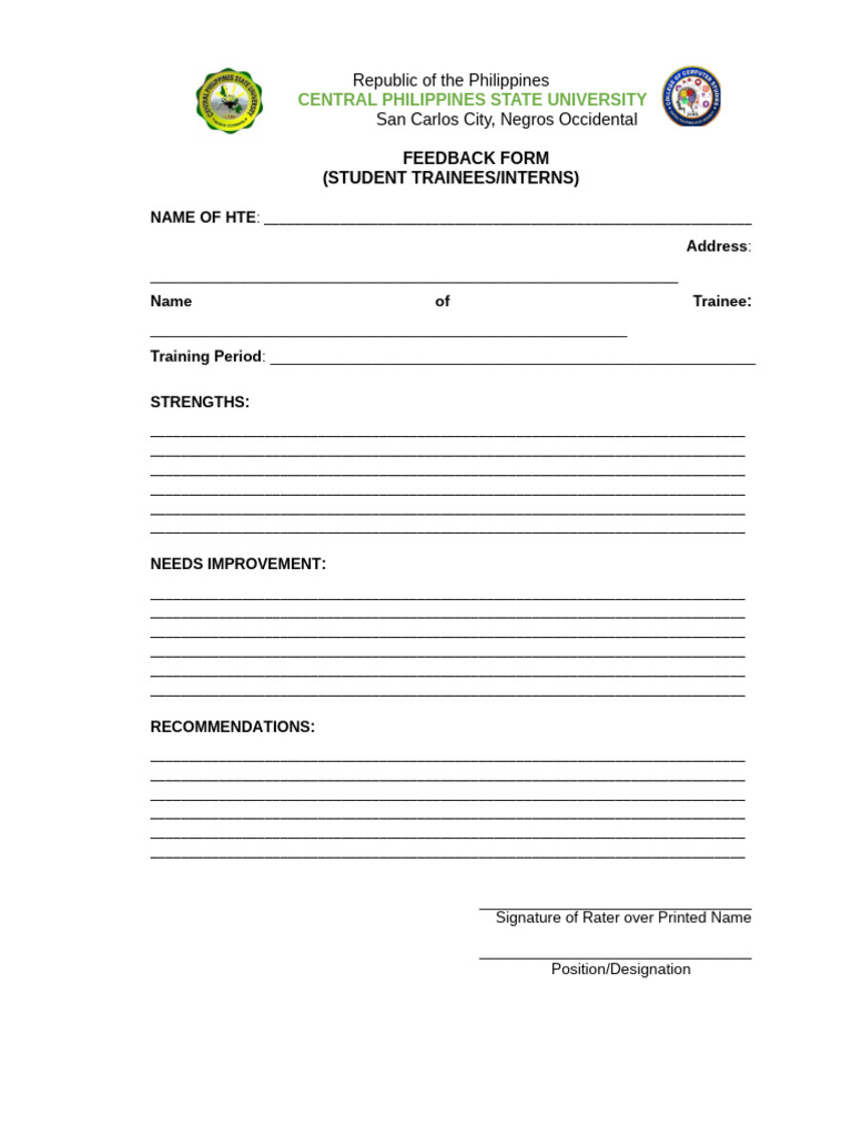 Ojt Feedback Form | PDF
