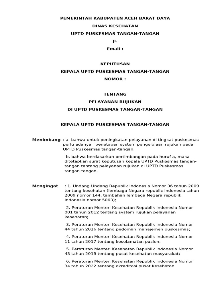 SK PELAYANAN RUJUKAN | PDF