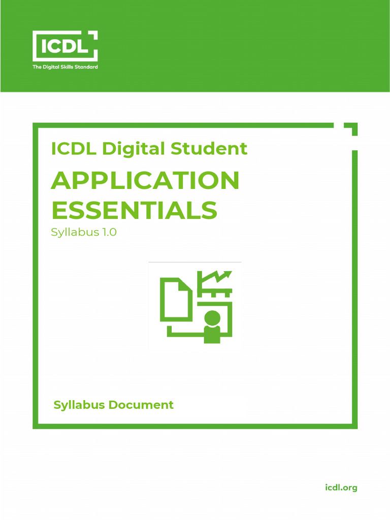 ICDL Digital Student Application Essentials Syllabus 1.0 | PDF | Spreadsheet | Page Layout