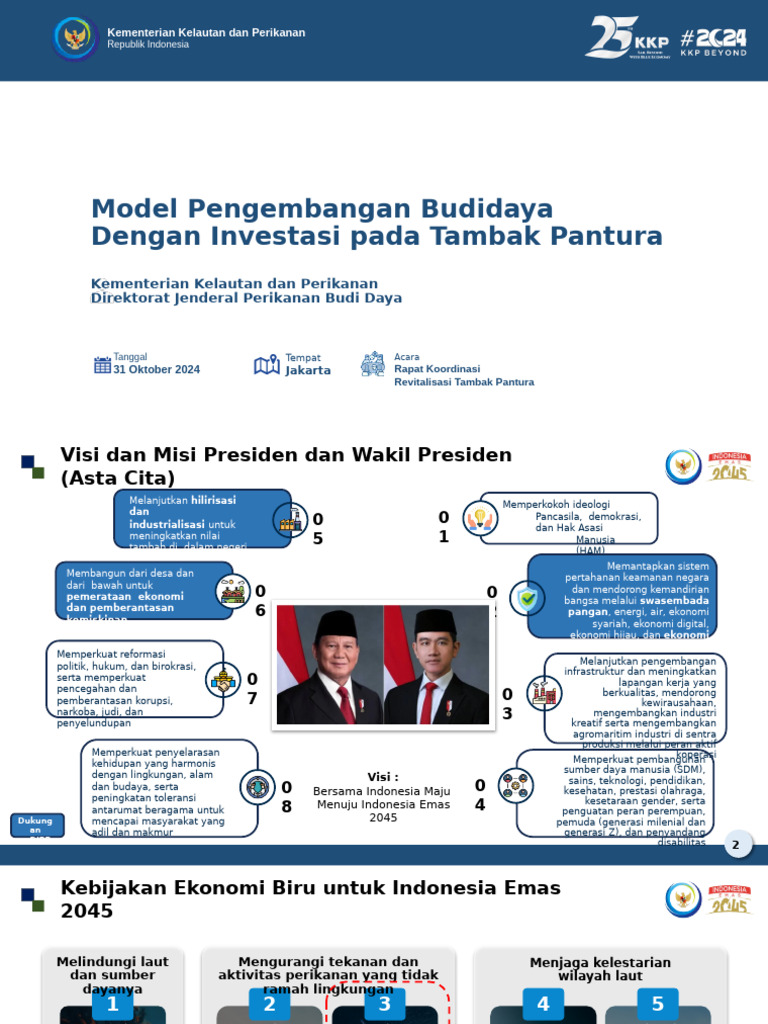 4. Bahan Rapat Koordinasi Model Pengembangan Tambak Dengan Investasi ...