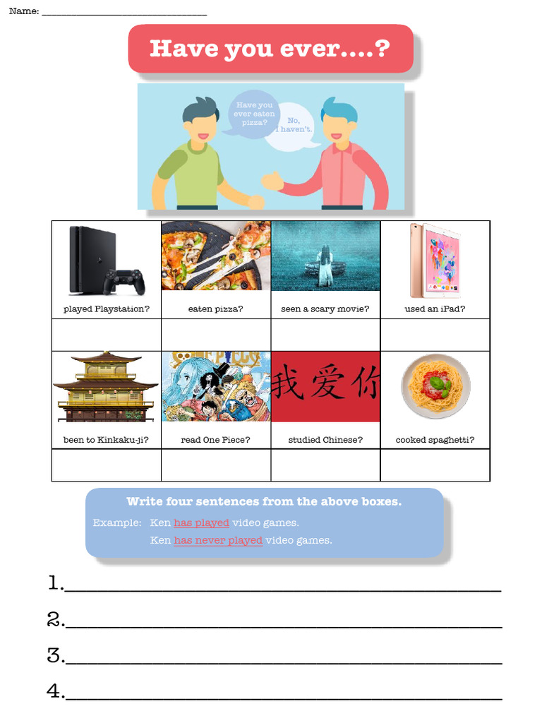 3 Grader Unit 1 - Have-You-Ever-Worksheet-Version-2 | PDF