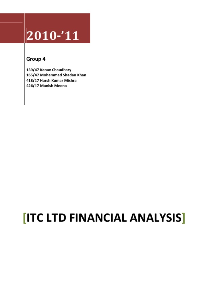 Itc Ltd Financial Analysis Group 4 Pdf Income Statement Dividend