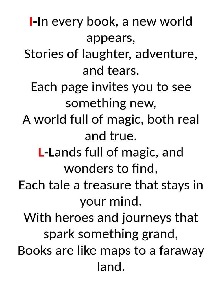 I LOVE READING ACROSTIC | PDF