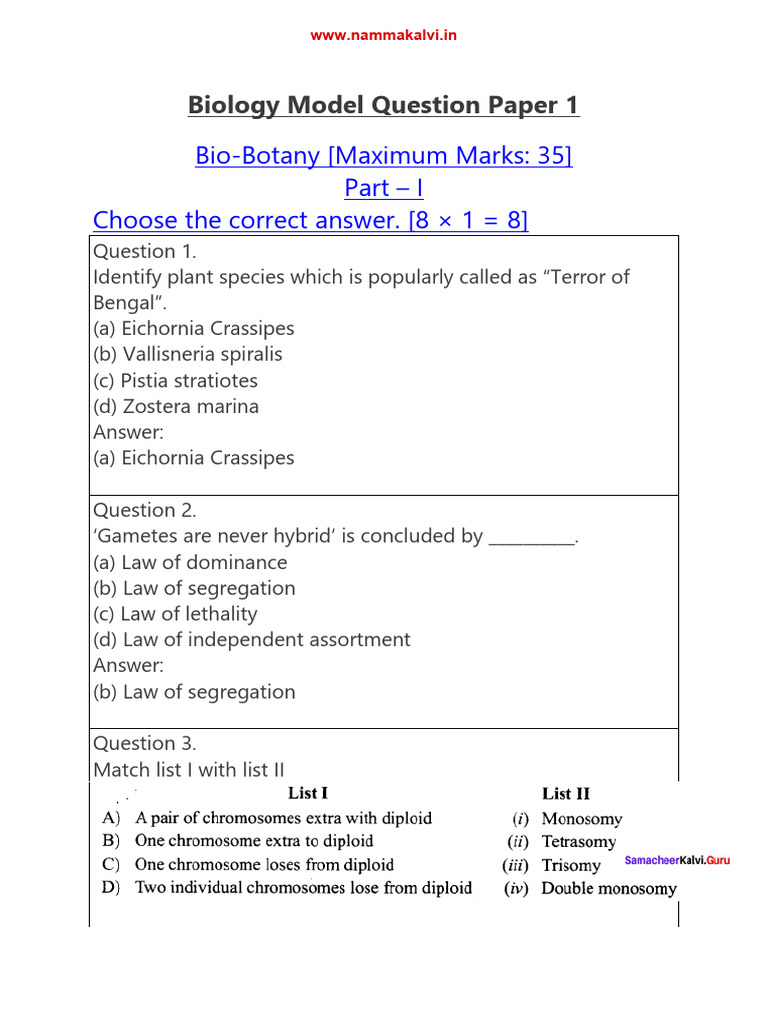 Namma Kalvi 12th Biology Model Question Papers With Answers em 220133 ...