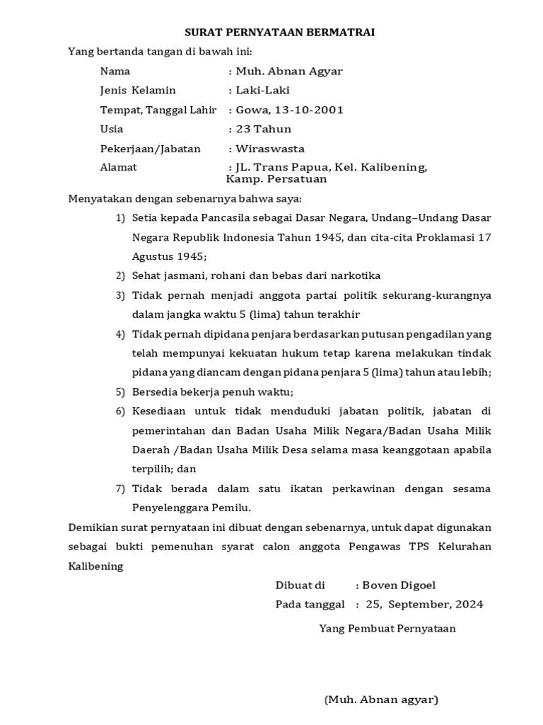 Dok Pernyataan PTPS | PDF