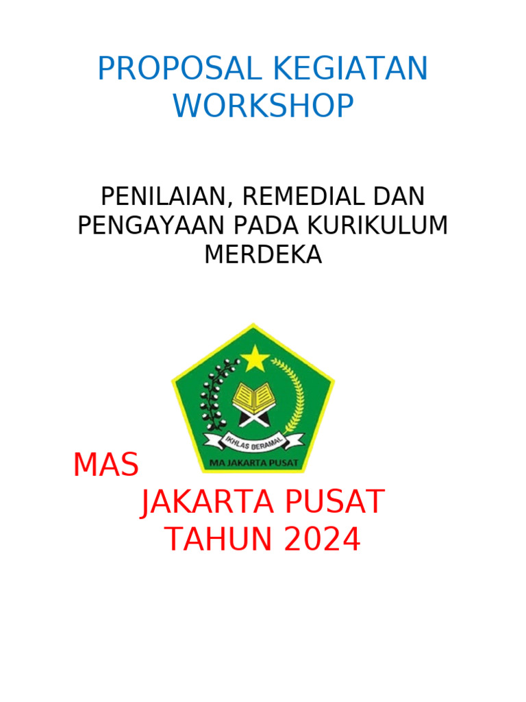 Proposal Workshop Kurikulum Merdeka | PDF
