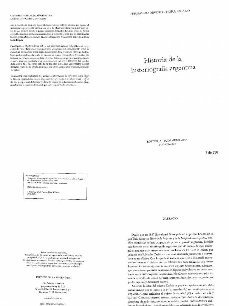 Devoto Fernando y Nora Pagano Historia D | PDF