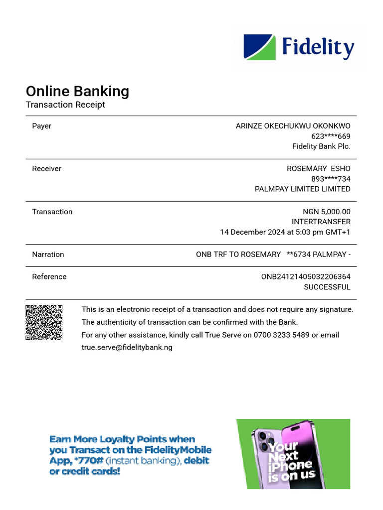 Online Banking Transaction Receipt | PDF