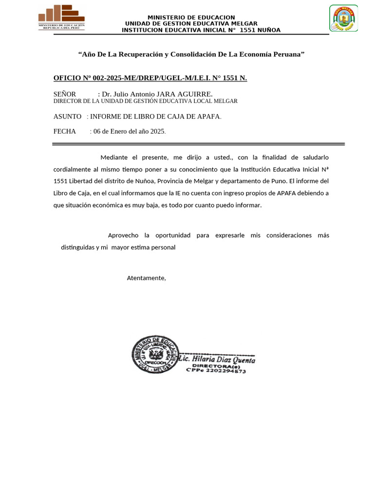 OFICIO #02 Libro de Caja | PDF