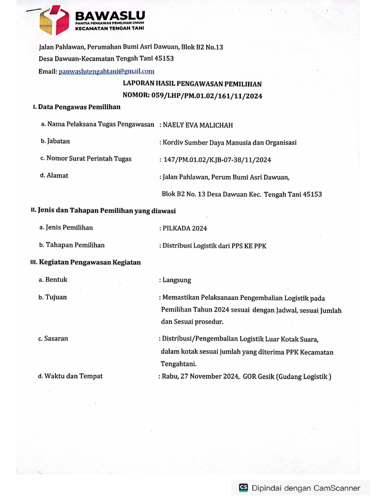 059 LHP Kecamatan Pergeseran Logistik Dari PPS Ke PPK | PDF