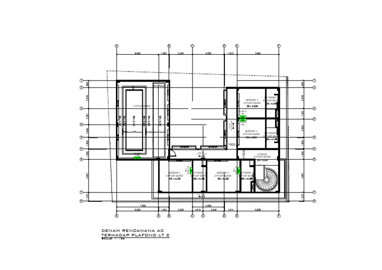 Terhadap Plafond LT 2 Denah Rencanana Ac: A B C D E F | PDF