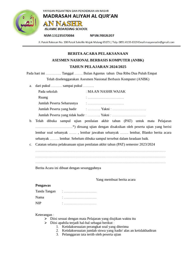 Berita Acara Pat | PDF