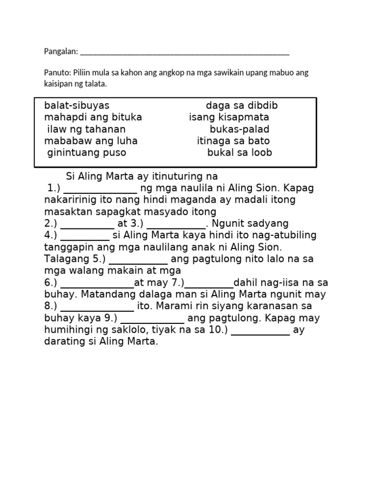 Sawikain Activity | PDF