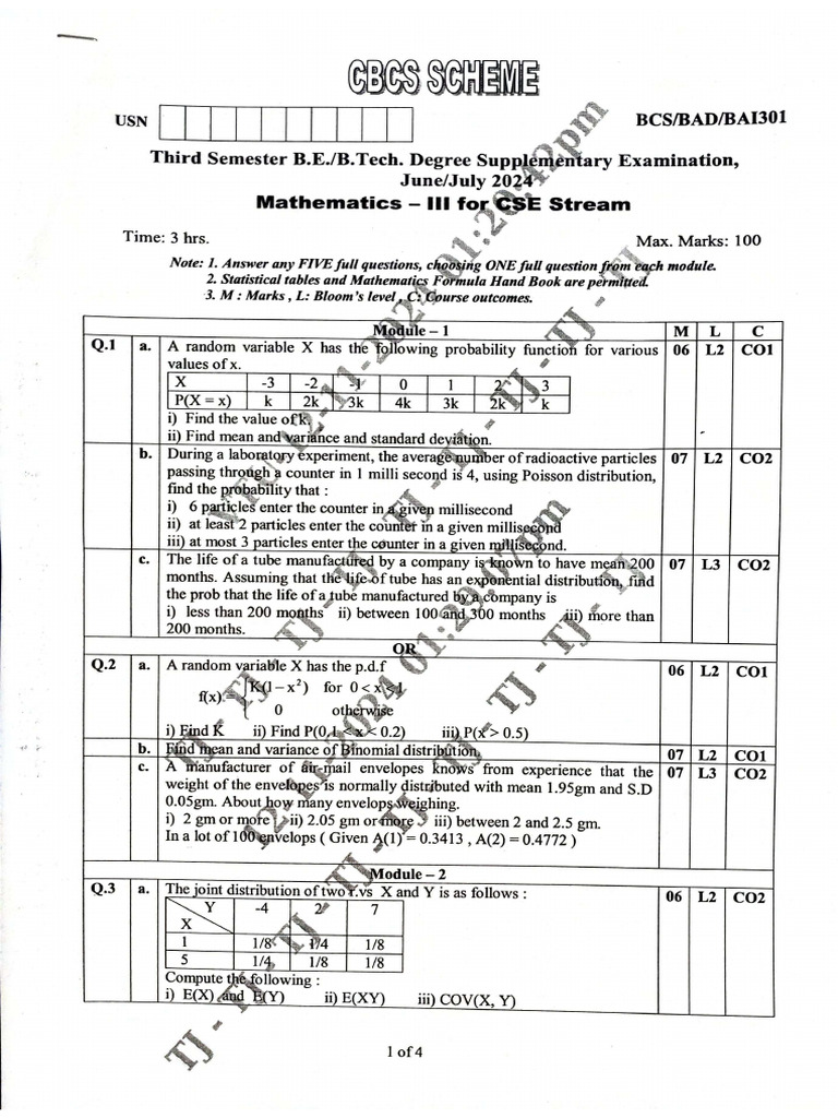 BCS301 - VTU Question Paper - June - July 2024 | PDF