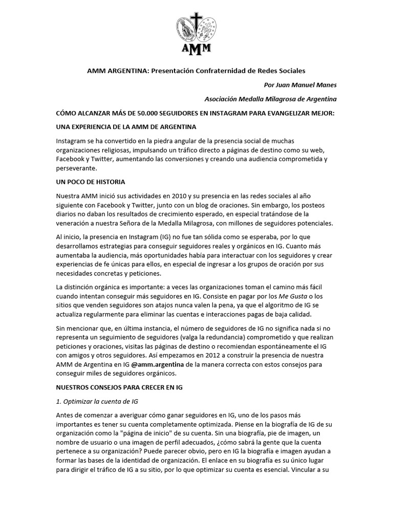 Crecimiento Orgánico en Instagram para AMM | PDF | Hashtag | Facebook