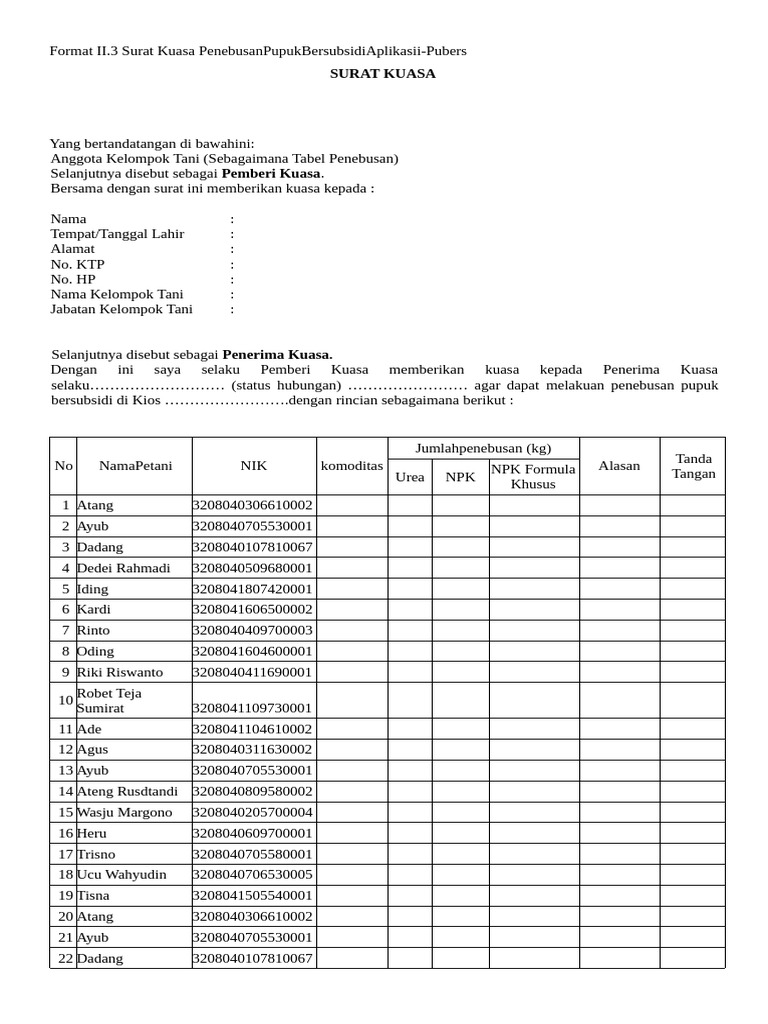 728897987-Format-II-3-Surat-Kuasa-Penebusan-Pupuk-Bersubsidi-Aplikasi-i ...