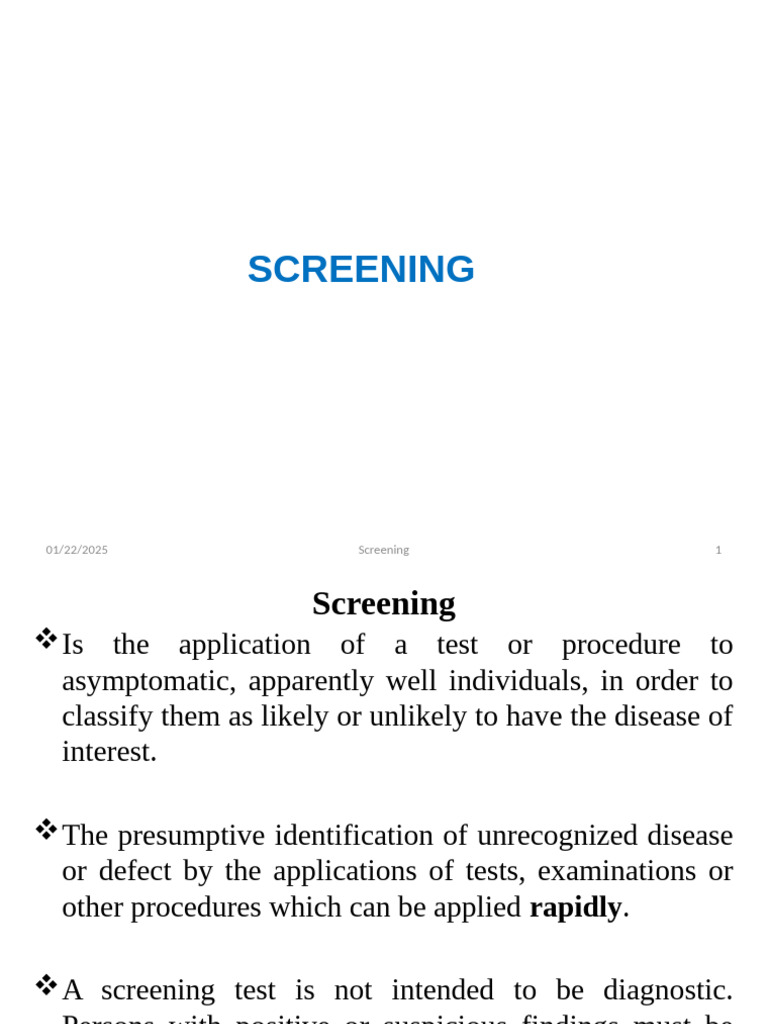 6. Screening | PDF | Sensitivity And Specificity | Screening (Medicine)
