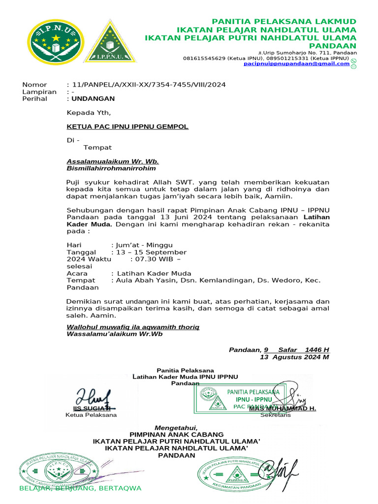 Surat Undangan PAC | PDF