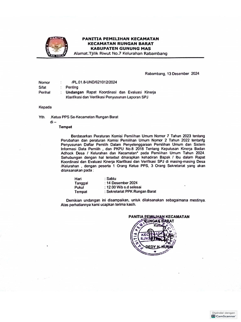 Undangan Rapat Koordinasi | PDF