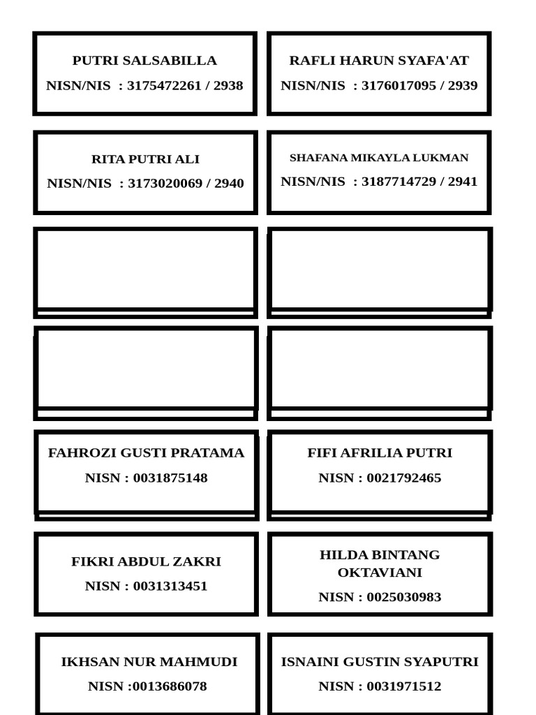 Nama Untuk Cover Raport | PDF