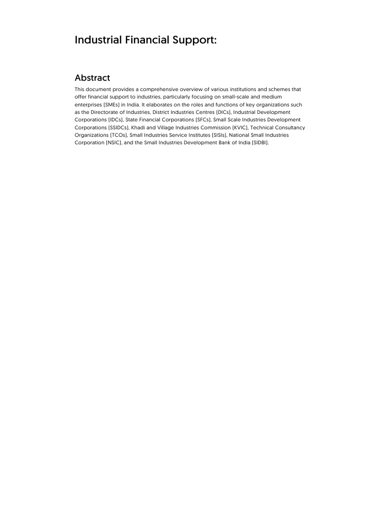 Industrial Financial Support | PDF | Economies | Business