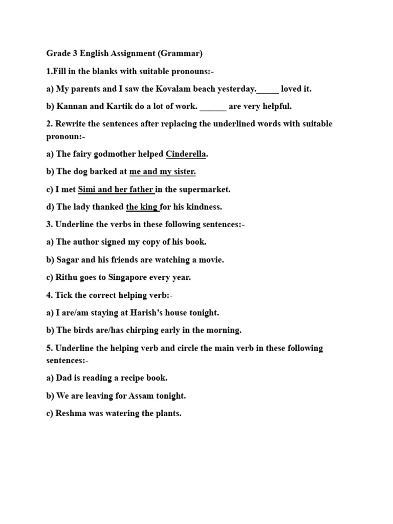Grade III English Assignment | PDF