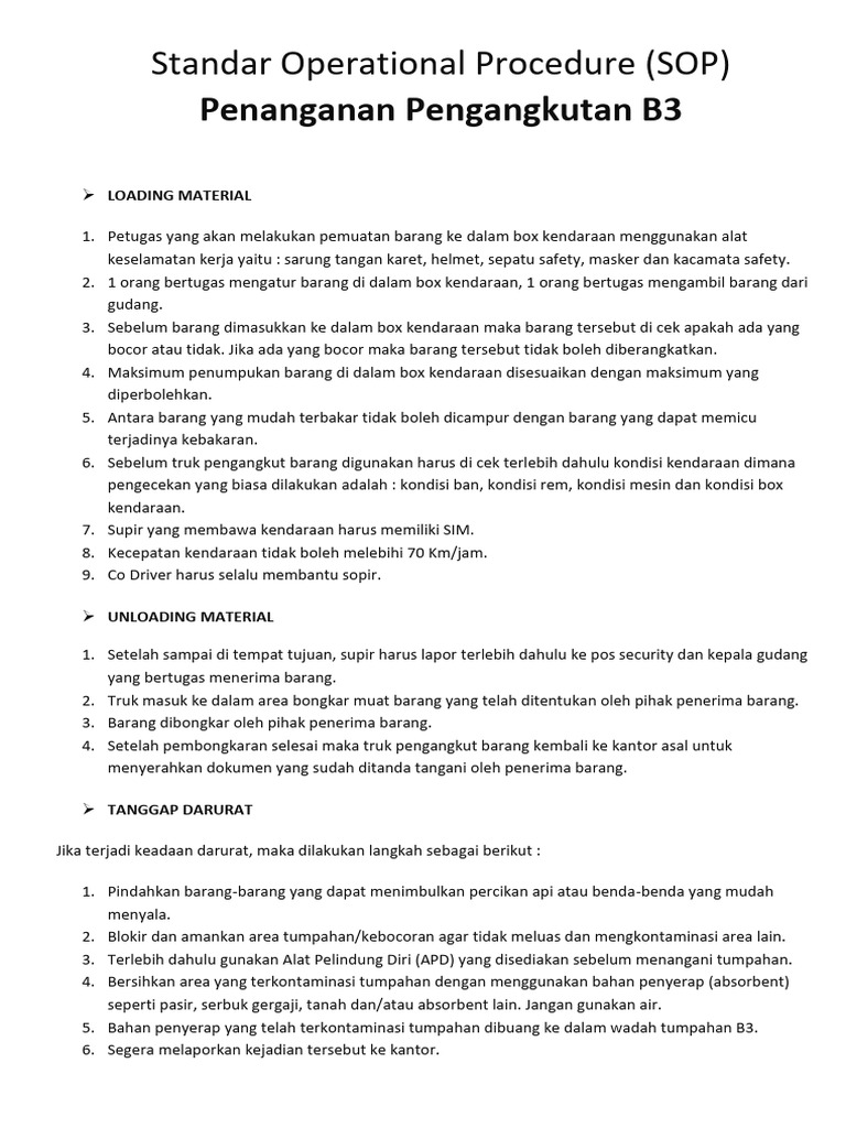 SOP Limbah B3 | PDF
