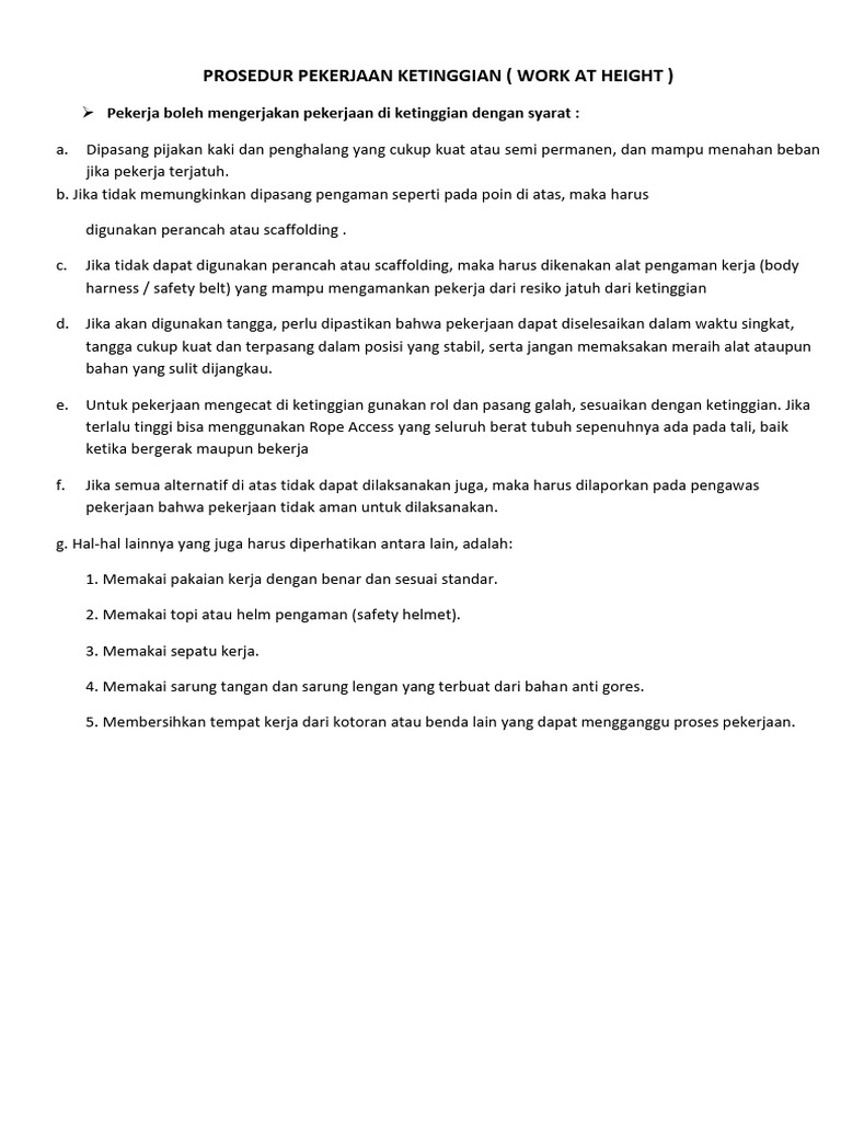 SOP Work at Height | PDF