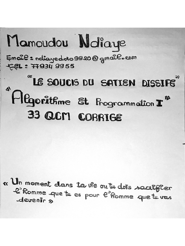 QCM-Algorithme Et Programation | PDF