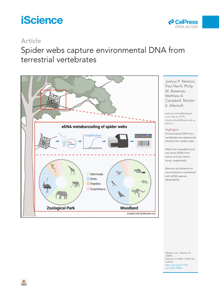 eDNA Spider Webs - Metabarcoding | PDF | Organisms