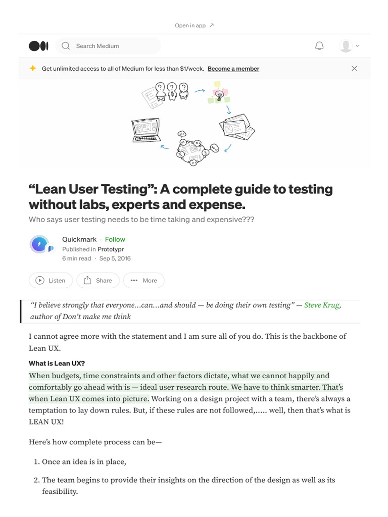 Lean User Testing: A Cost-Effective Guide | PDF | Usability | Design