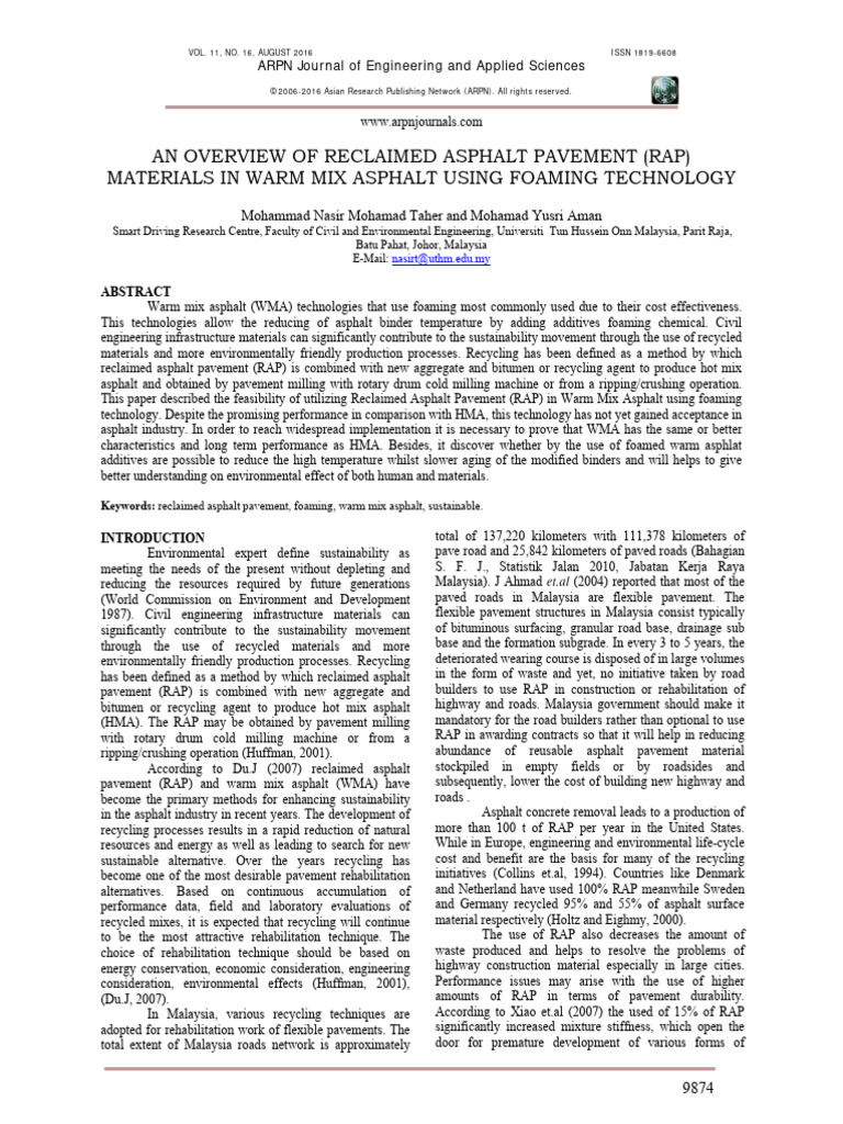 An Overview of Reclaimed Asphalt Pavemen | PDF | Road Surface | Materials