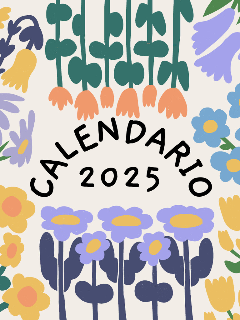 Beige Cute Playful Organic Flower Illustration 2024 Calendar A4 ...