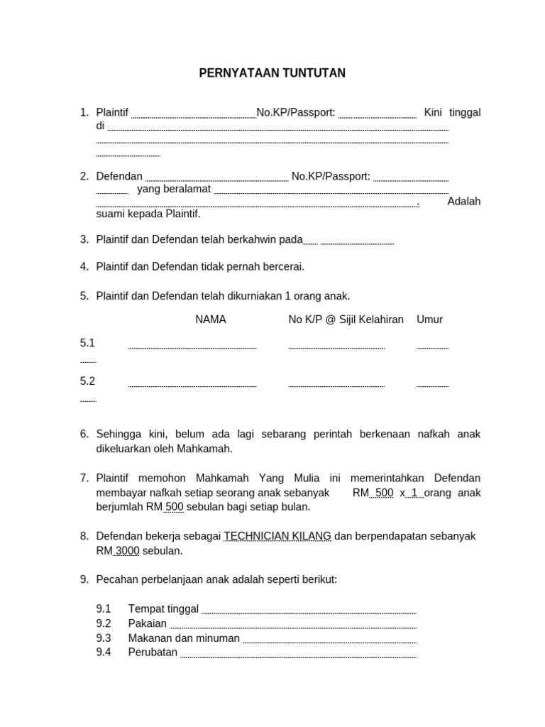 Pernyataan Tuntutan | PDF