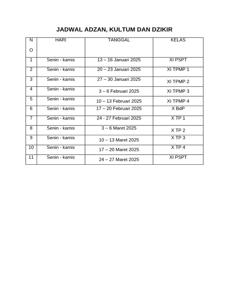 Jadwal Adzan, Kultum Dan Dzikir | PDF