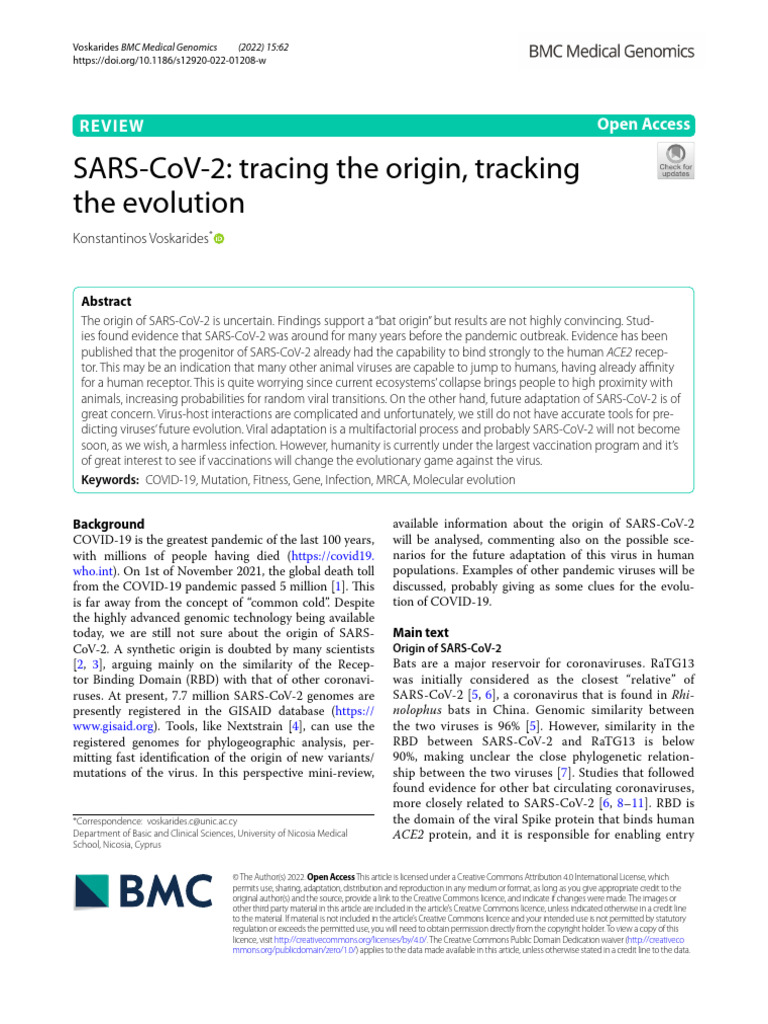 SARS-CoV-2 Tracing The Origin, Tracking The Evolution | PDF | Hiv | Virus