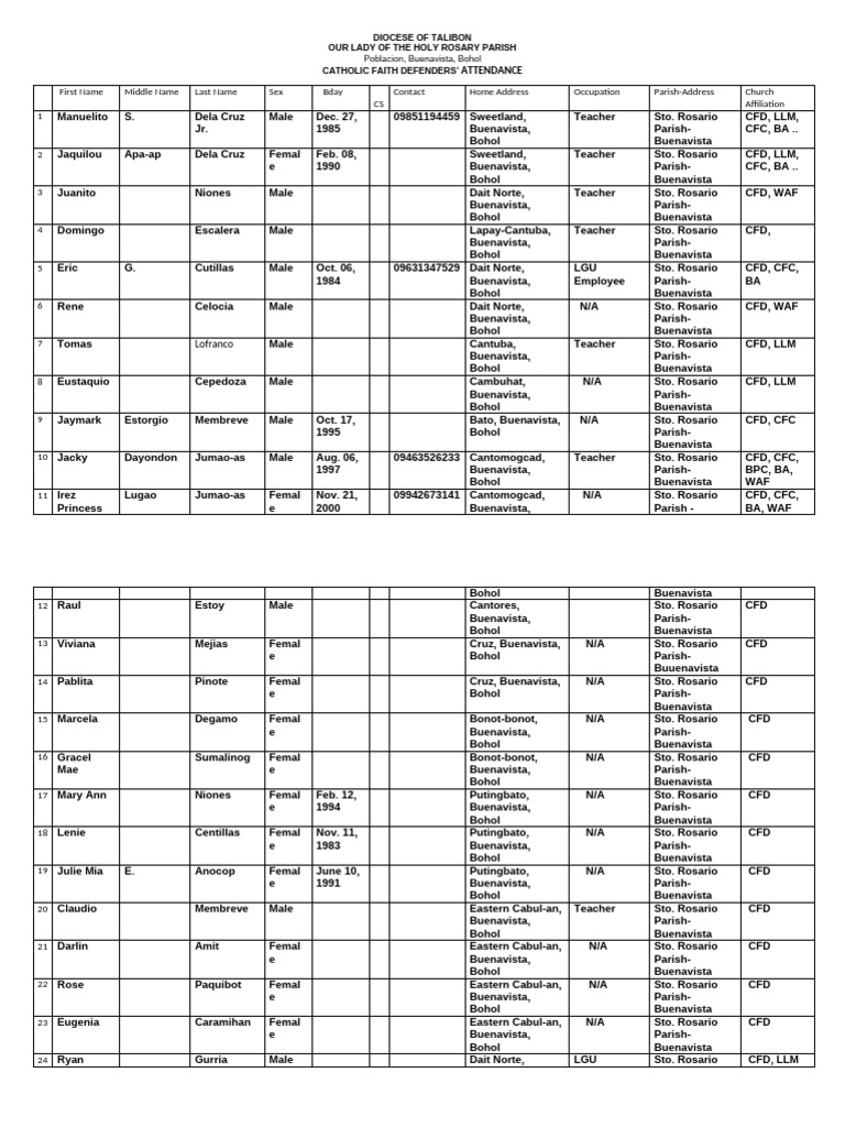 Cfd Attendance 2024 | PDF