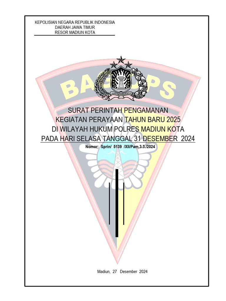 Sprin Pam Perayaan Malam Tahun Baru 2025 Hari Selasa TGL 31 Desember 2024 Oke | PDF