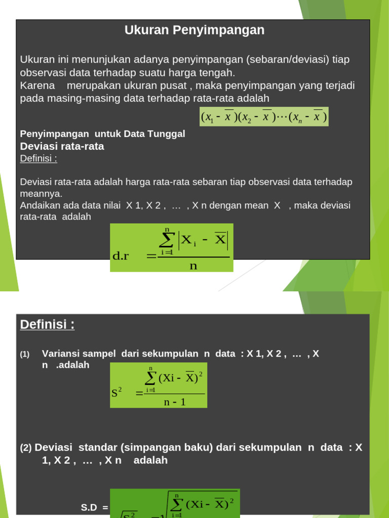 Ukuran Deviasi Data Statistik | PDF