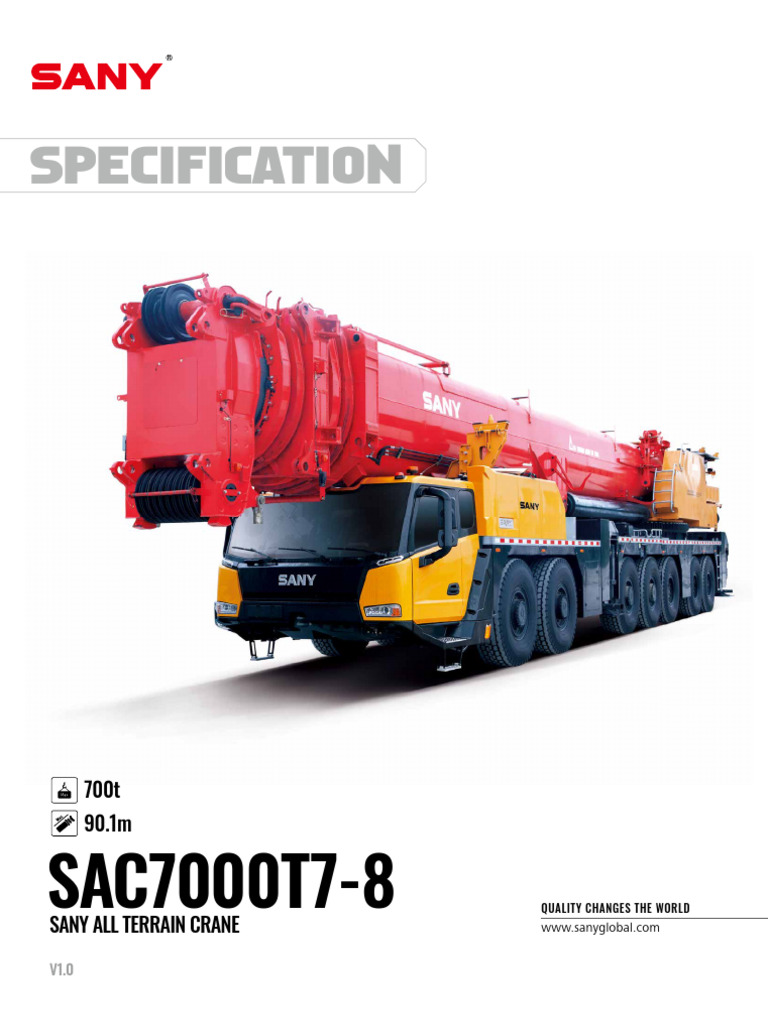Sany_crane-brochure_SAC7000T7-8_162439 | PDF | Crane (Machine) | Steering