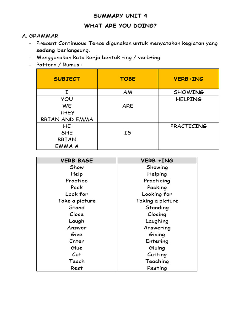 3rd GRADE _UNIT 4 WHAT ARE YOU DOING | PDF | Linguistic Typology | Language Mechanics